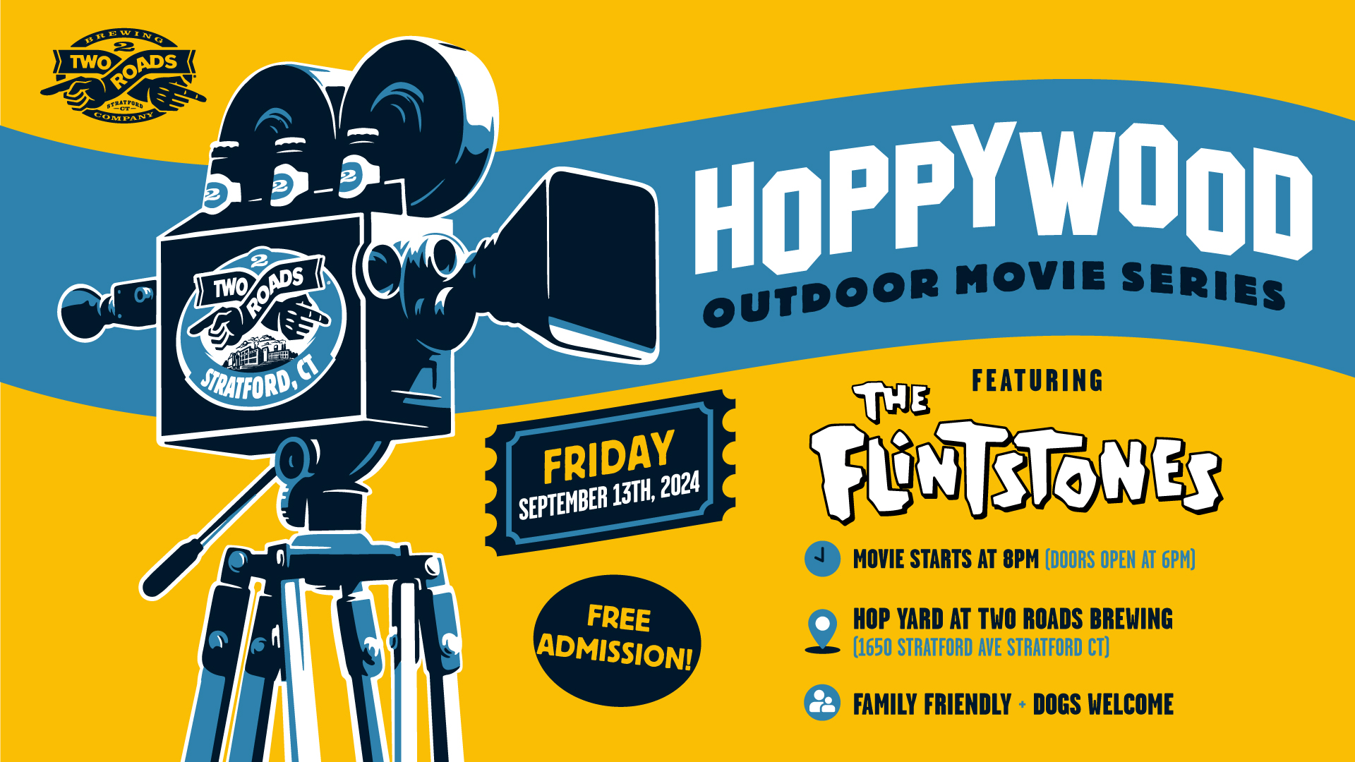 Hoppywood Movie Night featuring The Flintstones - Two Roads Brewing
